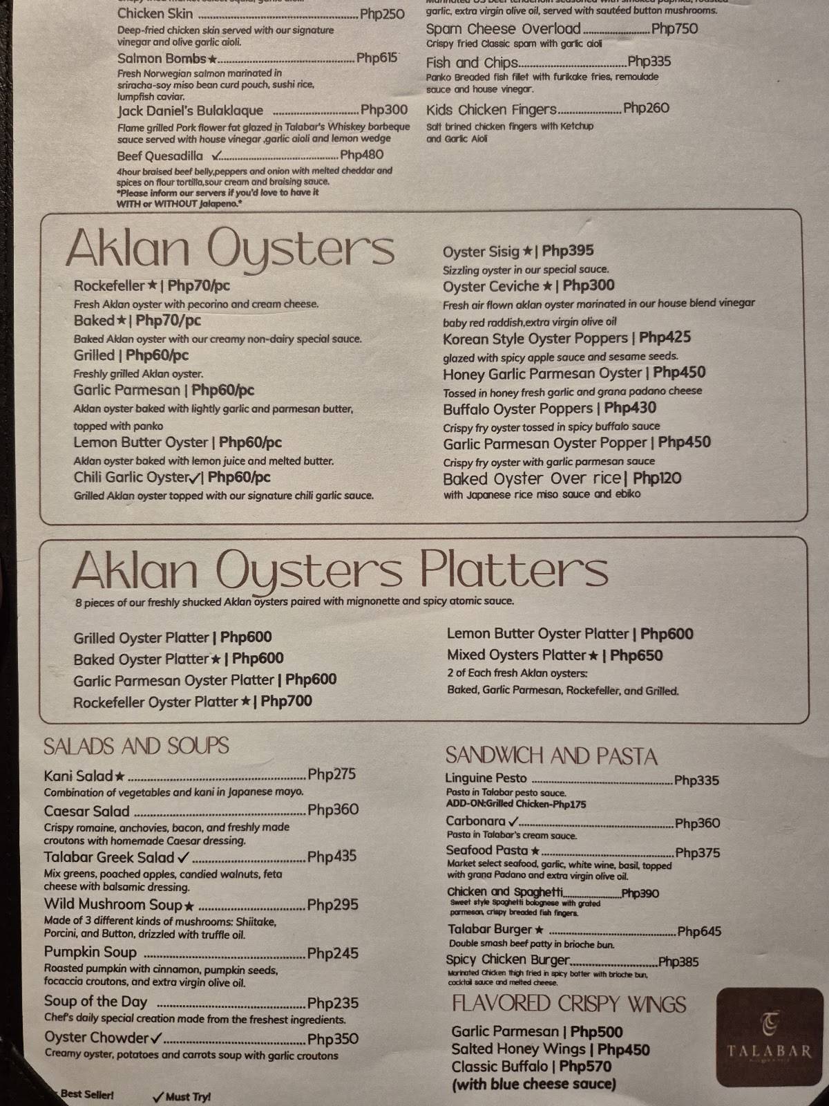 Menu at Talabar Kitchen & Cafe, Quezon City