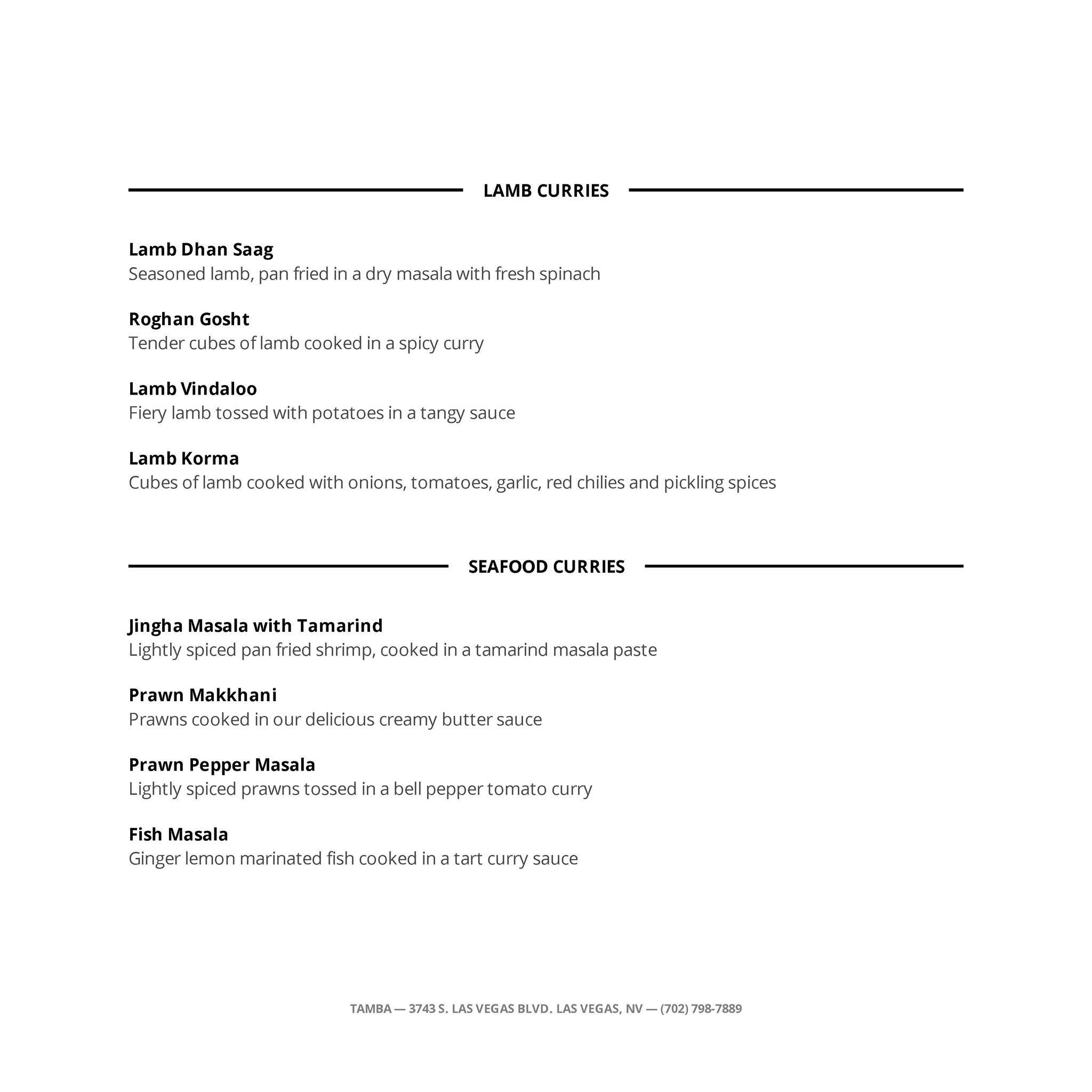 Menu at Indian Cuisine restaurant, Las Vegas, Las Vegas Blvd S Suite 205