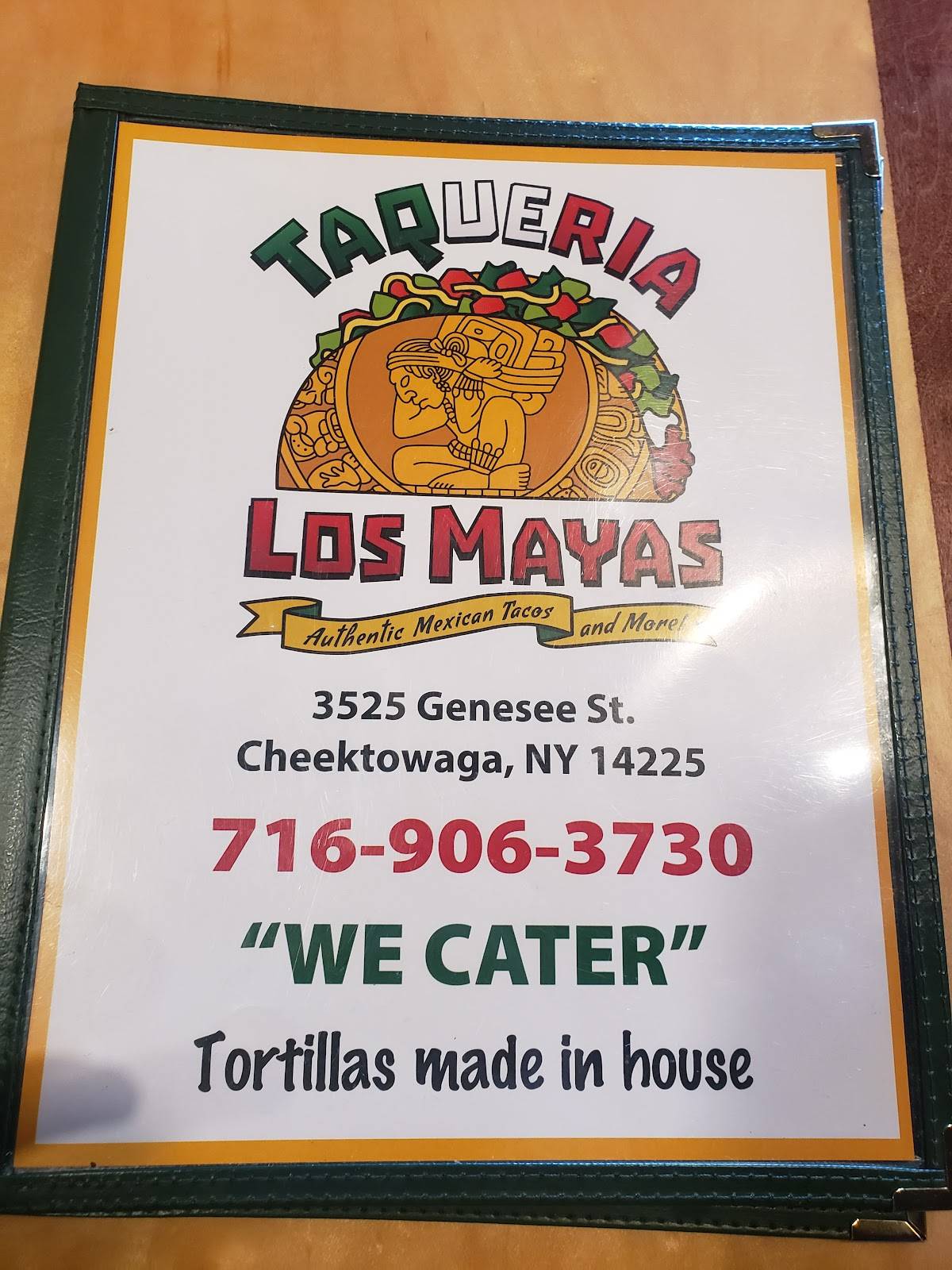 Menu at Taqueria Los Mayas restaurant, Cheektowaga