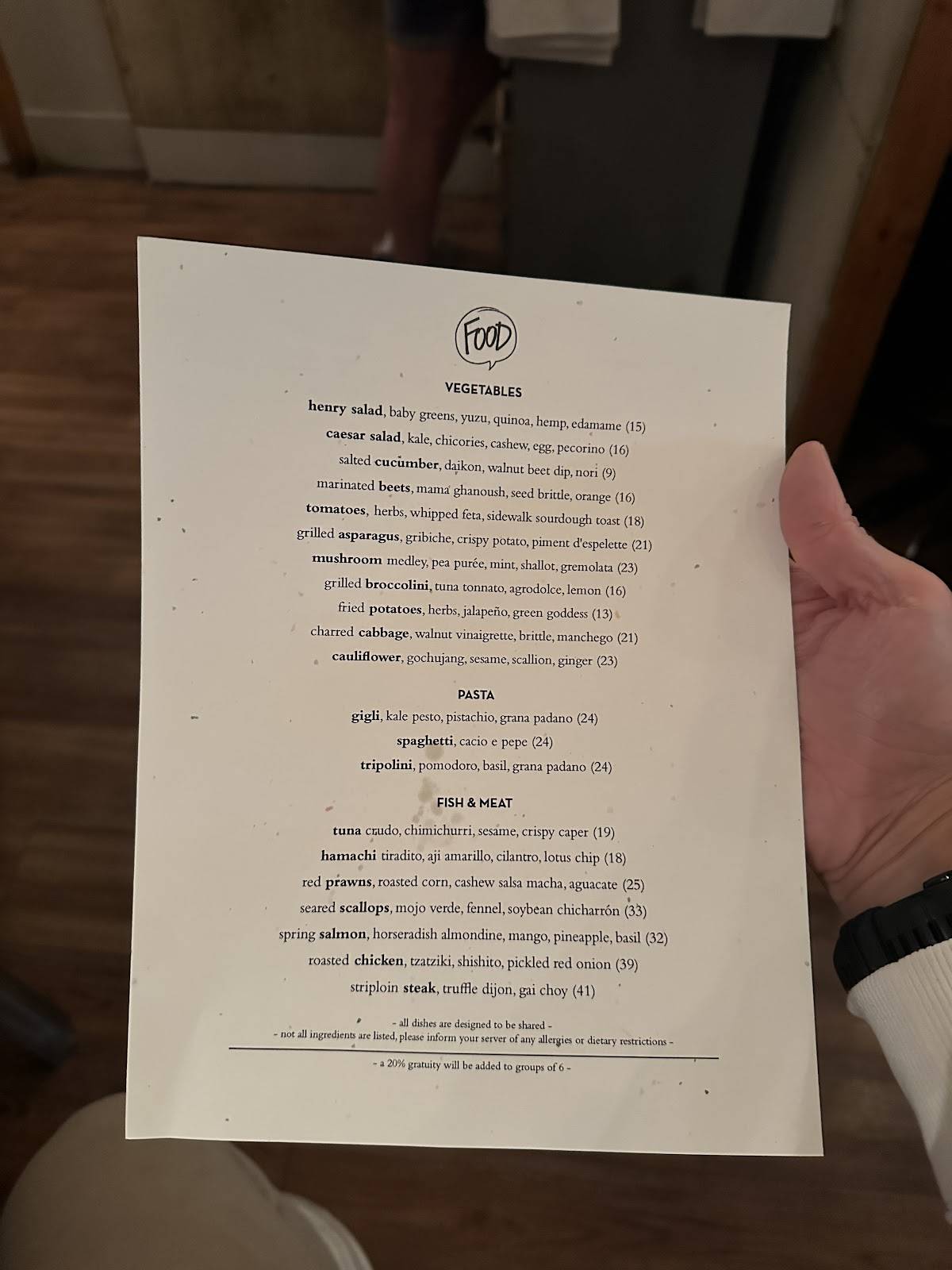 Menu at Ten Foot Henry restaurant, Calgary