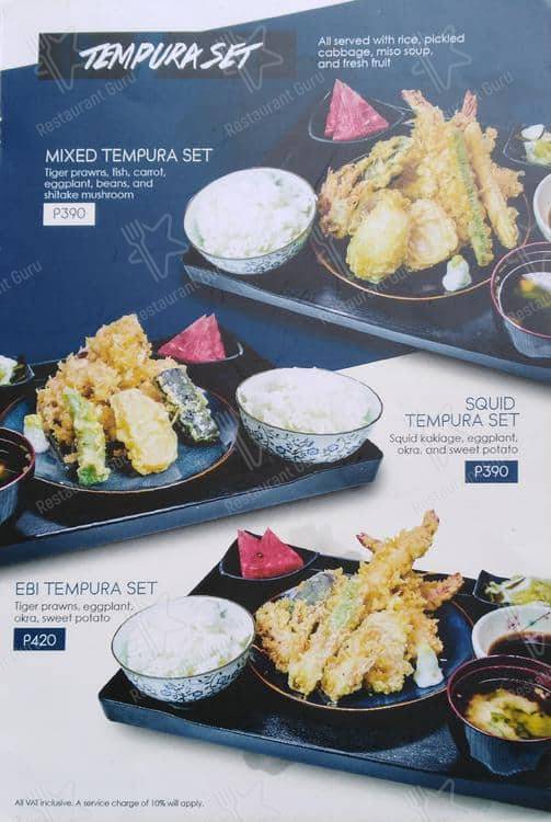 Menu at Tendon Akimitsu restaurant, Quezon City