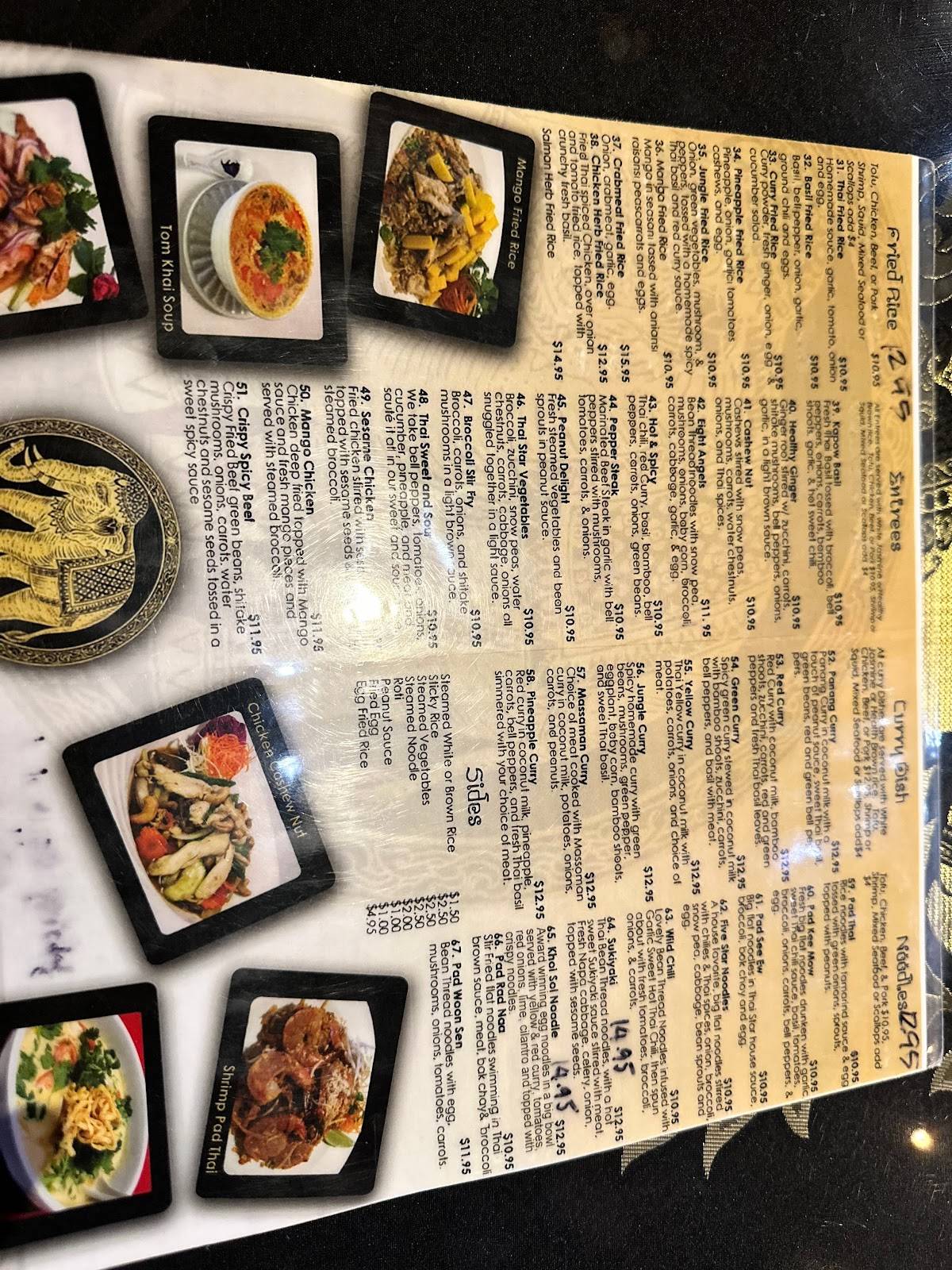 Menu at Thai Star Restaurant, Addison