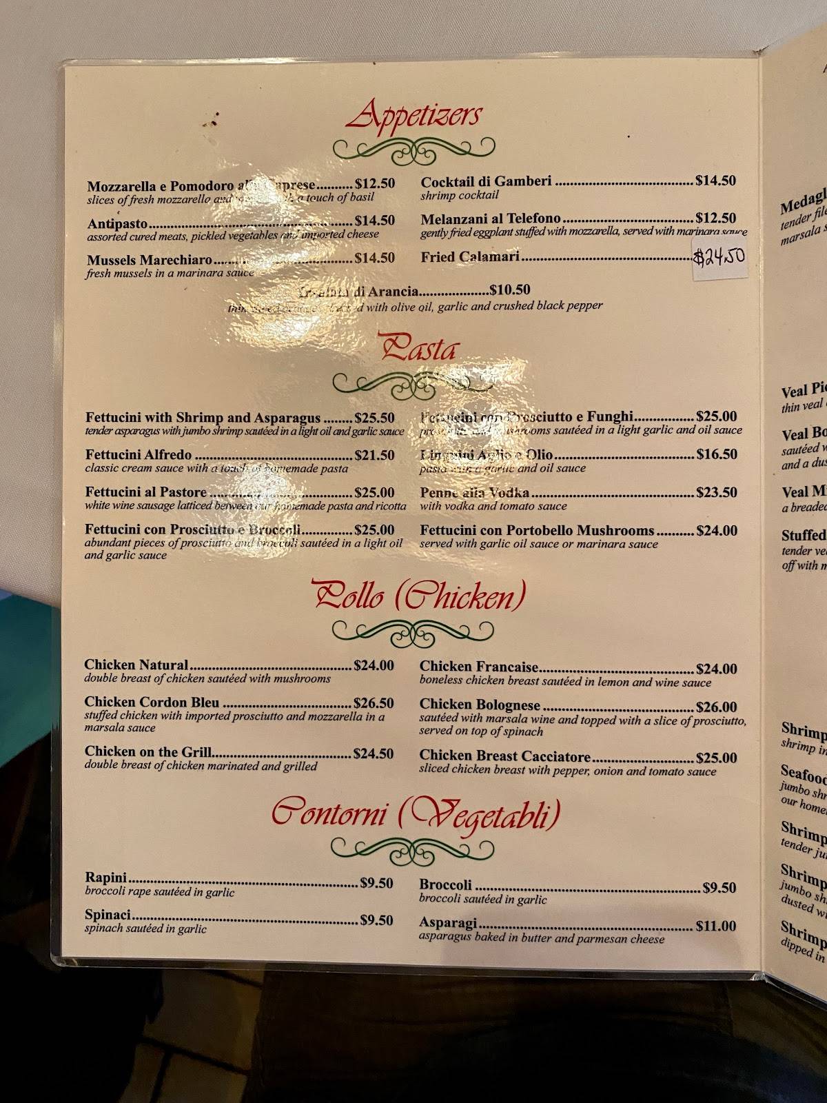 Menu at The Appian Way restaurant, Schenectady