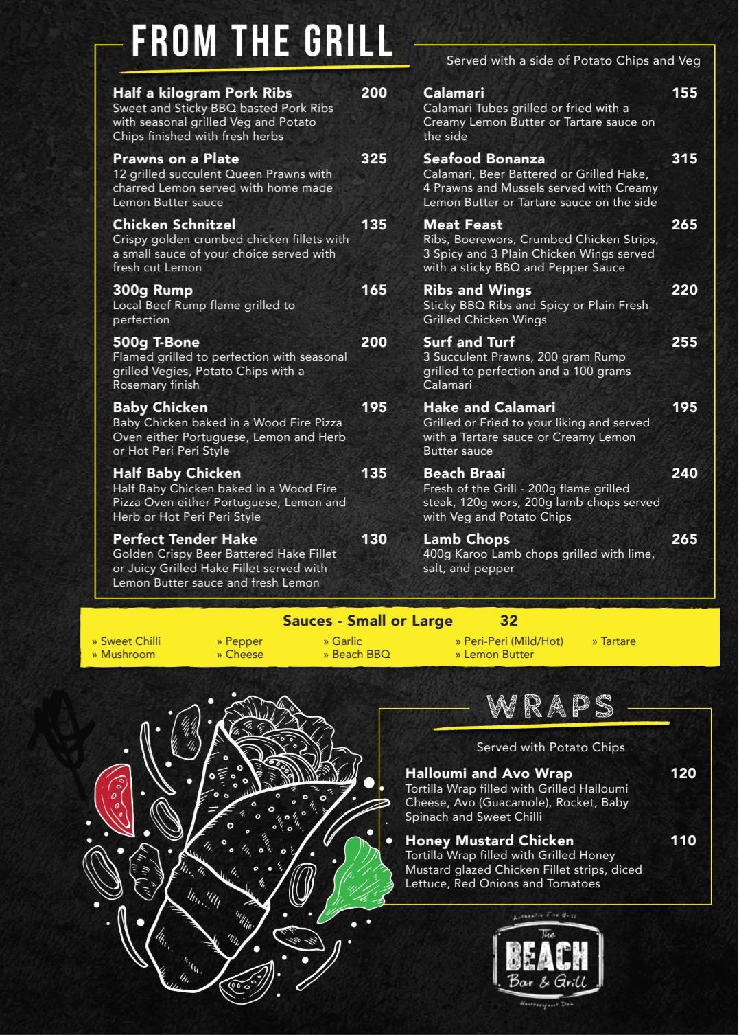 Menu at The Beach Bar & Grill, Hartbeespoort