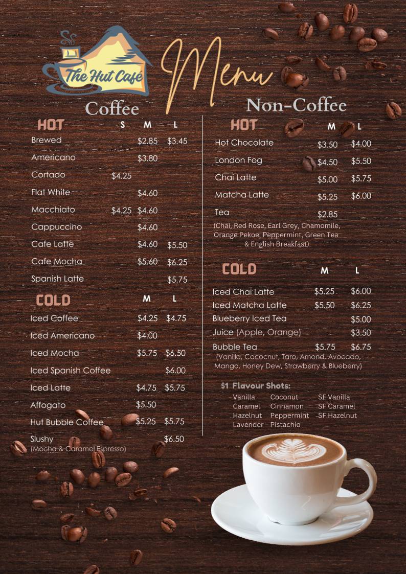 Menu at The Hut Café (Resto Bar & Patio), Pincher Creek