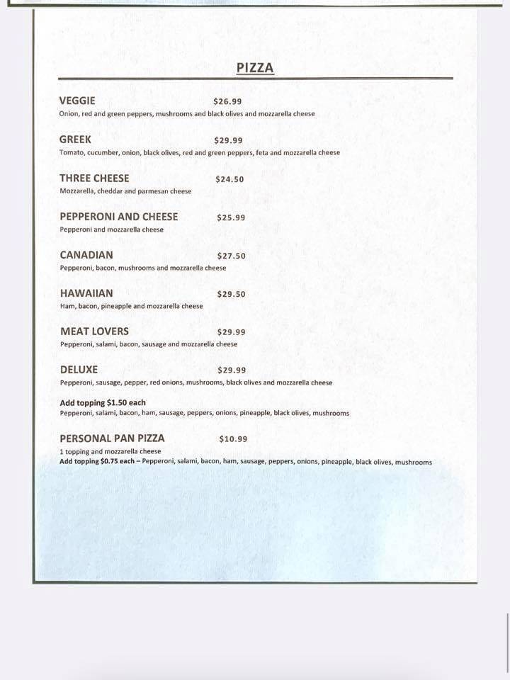 Menu at The Pickle Lake Hotel restaurant, Canada