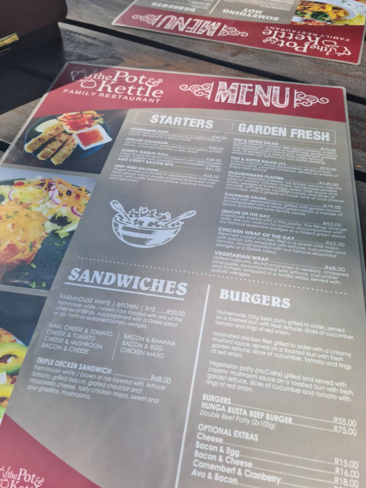 Menu at The Pot And Kettle restaurant, Outer West Durban