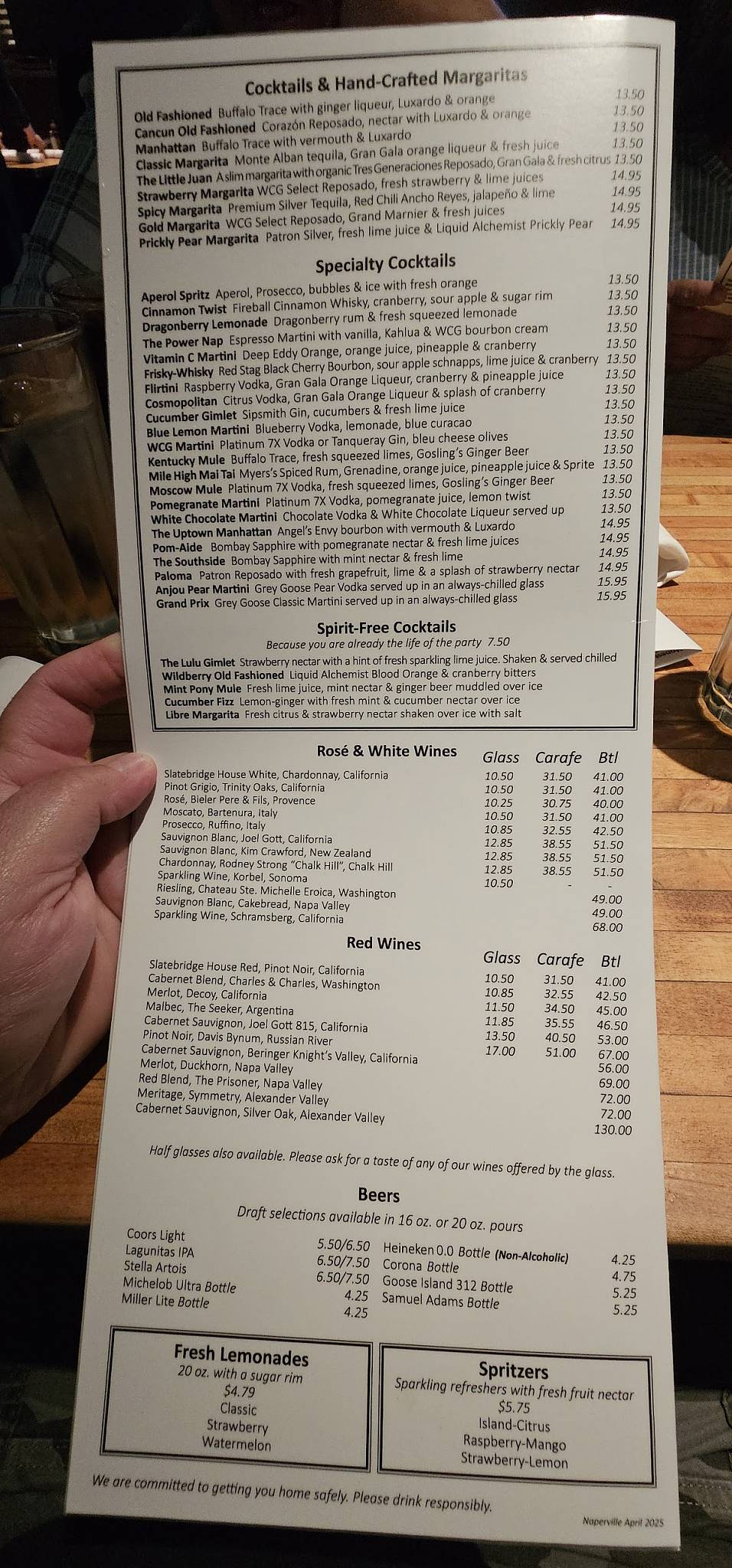 Menu at The White Chocolate Grill restaurant, Naperville