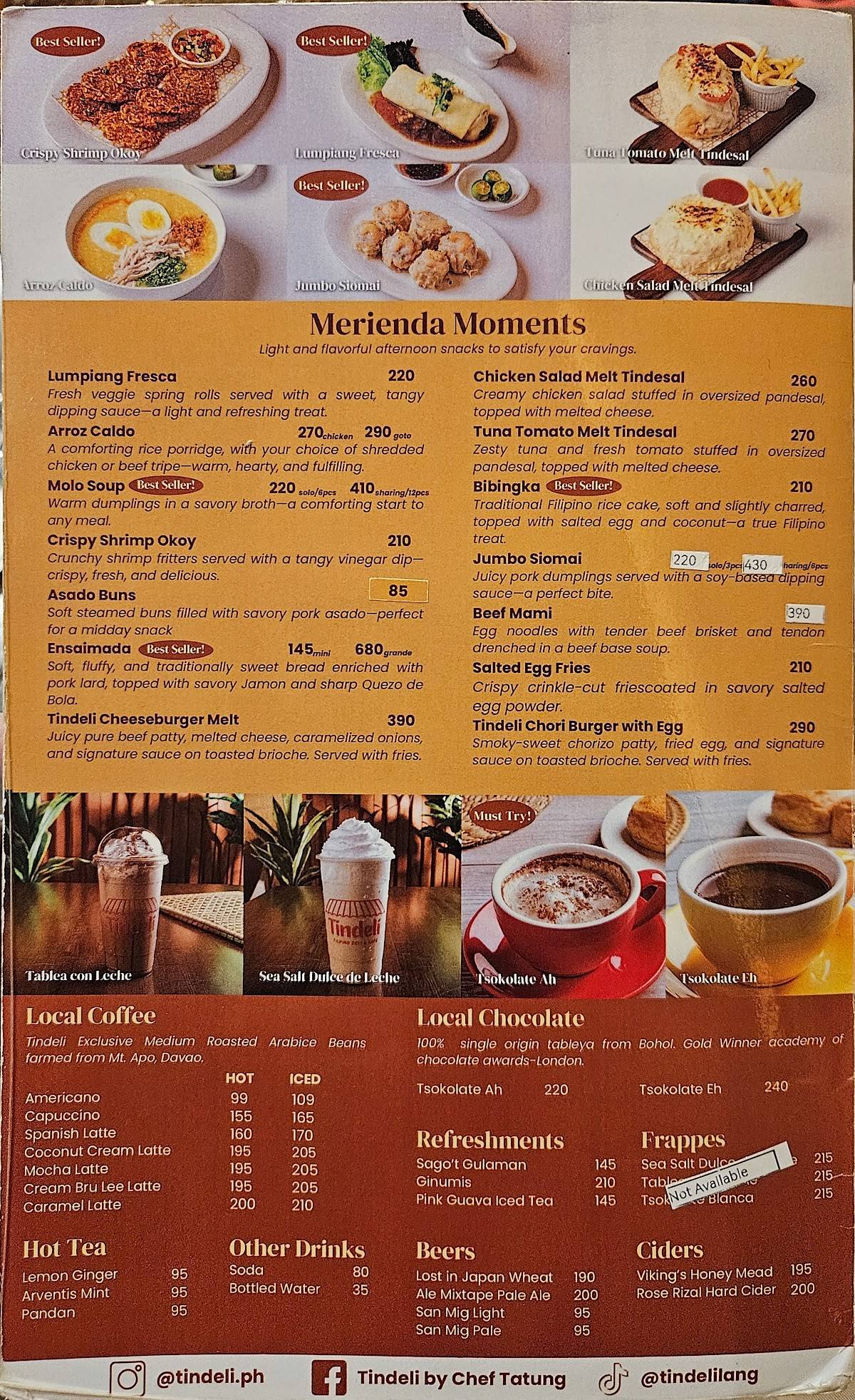 Menu at Tindeli Filipino Deli & Cafe by Chef Tatung, Quezon City