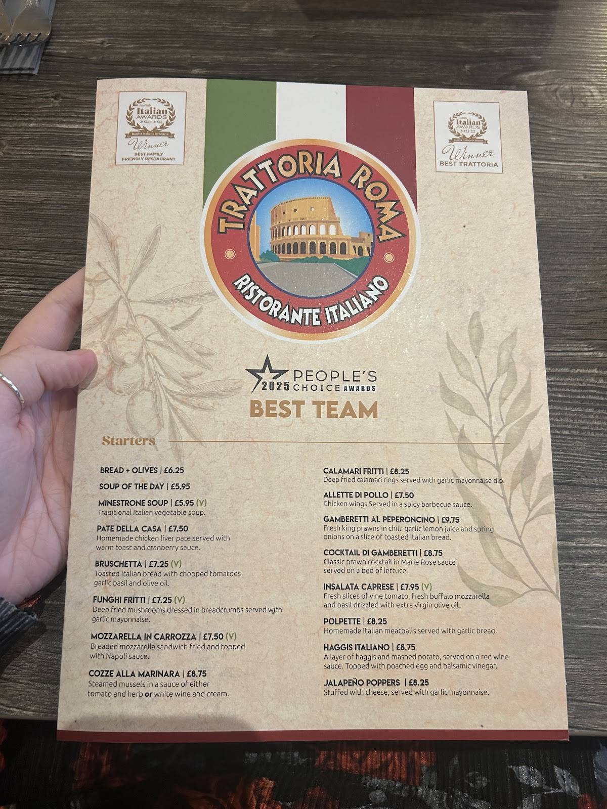 Menu at Trattoria Roma restaurant, Johnstone, 12-14 High St