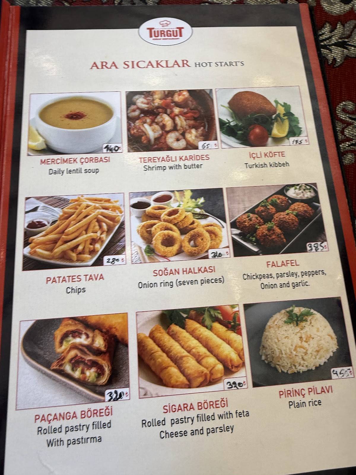 Speisekarte von Turgut Kebab Restaurant -Sultanahmet-, Istanbul ...
