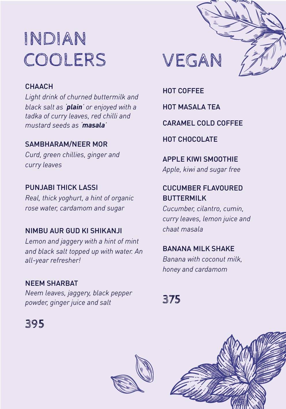Menu at Under The Neem, Gurugram