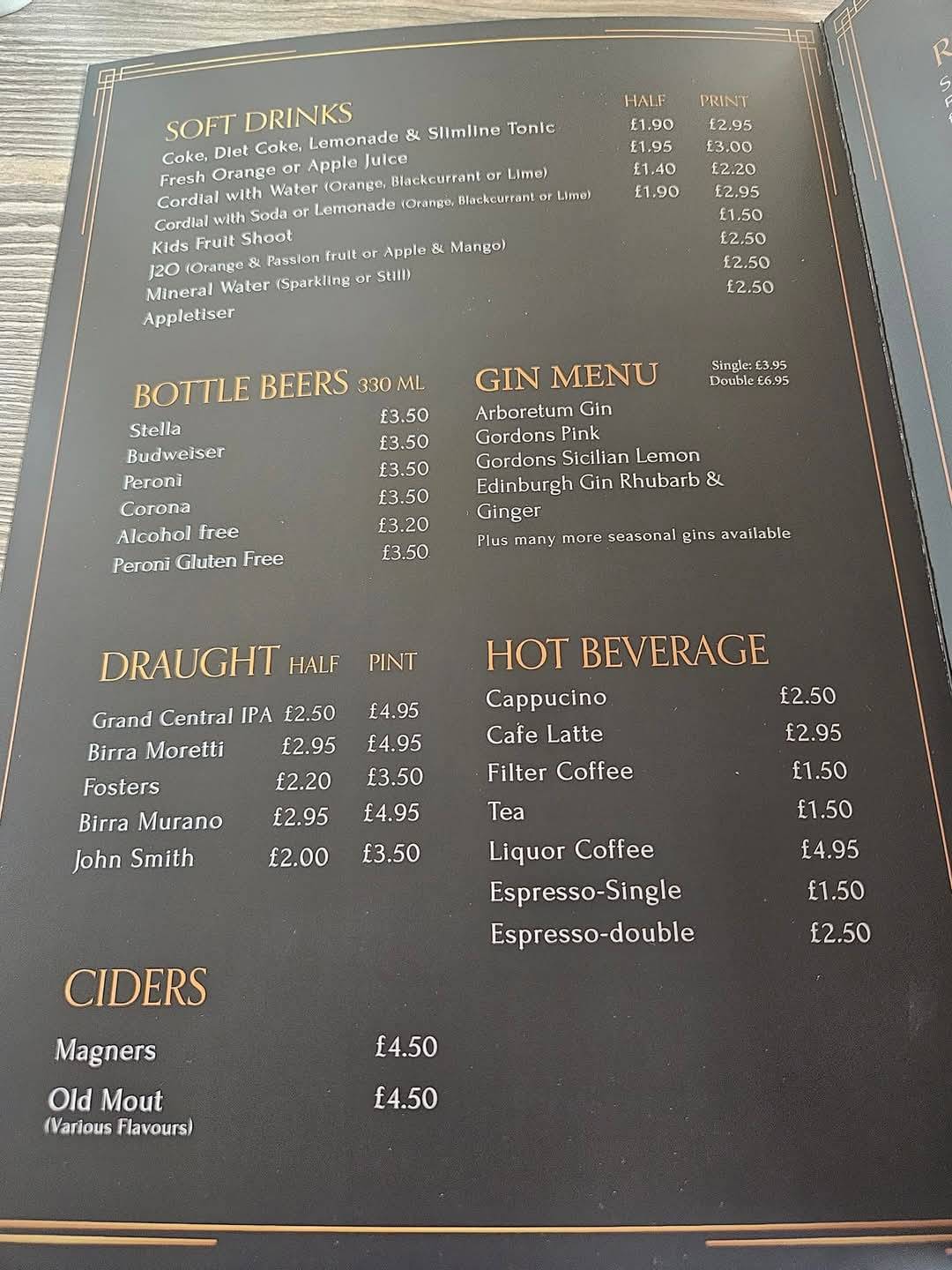 Menu at Valentino’s Italian restaurant bar & grill, Seaham