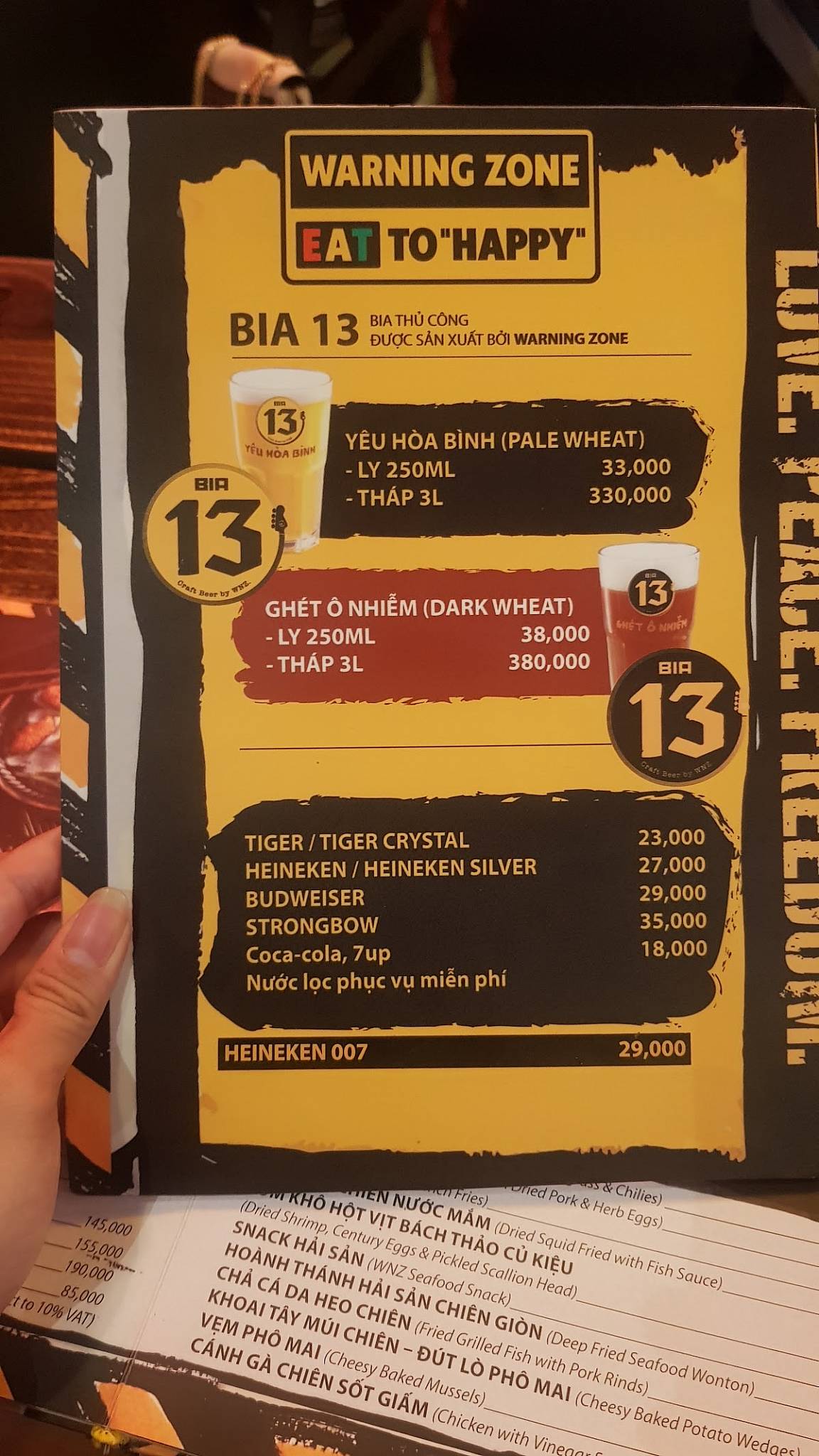 Menu at WARNING ZONE QUANG TRUNG restaurant, Ho Chi Minh City, 283 ...