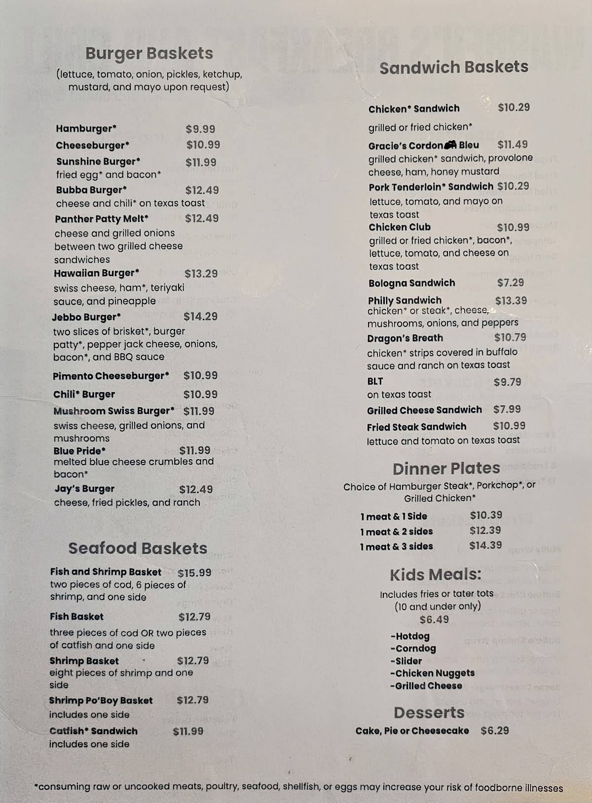 Menu at Warren's Breakfast & Grill restaurant, Braselton