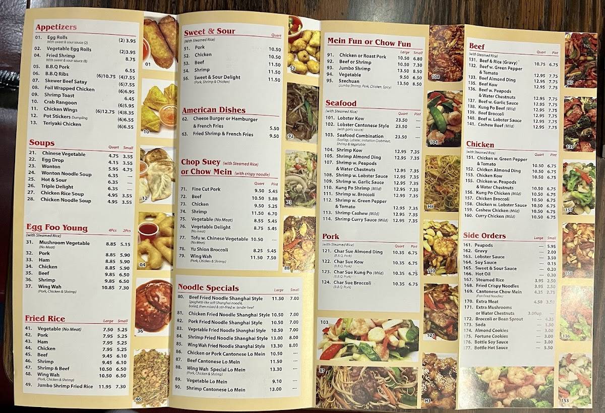 Menu at Wing Wah Restaurant, Gary