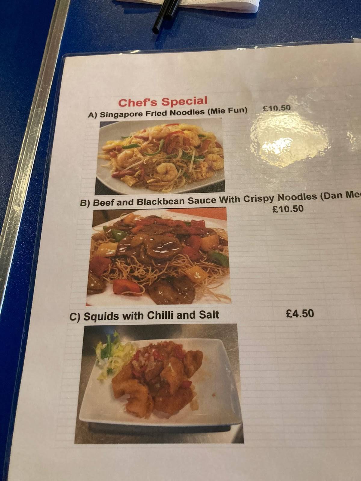Menu at Wofon restaurant, Royal Leamington Spa
