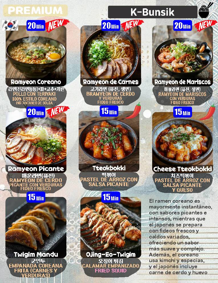 Carta de Won Korean BBQ & Grill, Monterrey, plaza kune