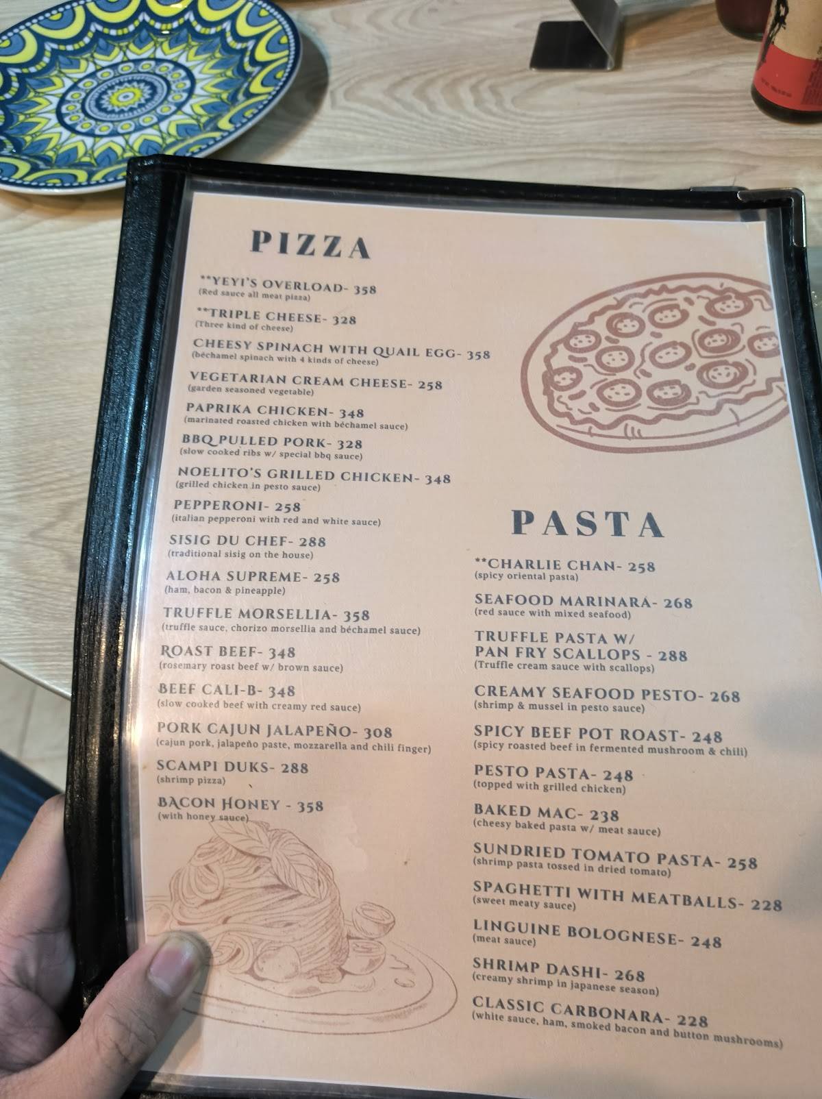 Menu at Yeyi's Pizzeria & Café, Tanay
