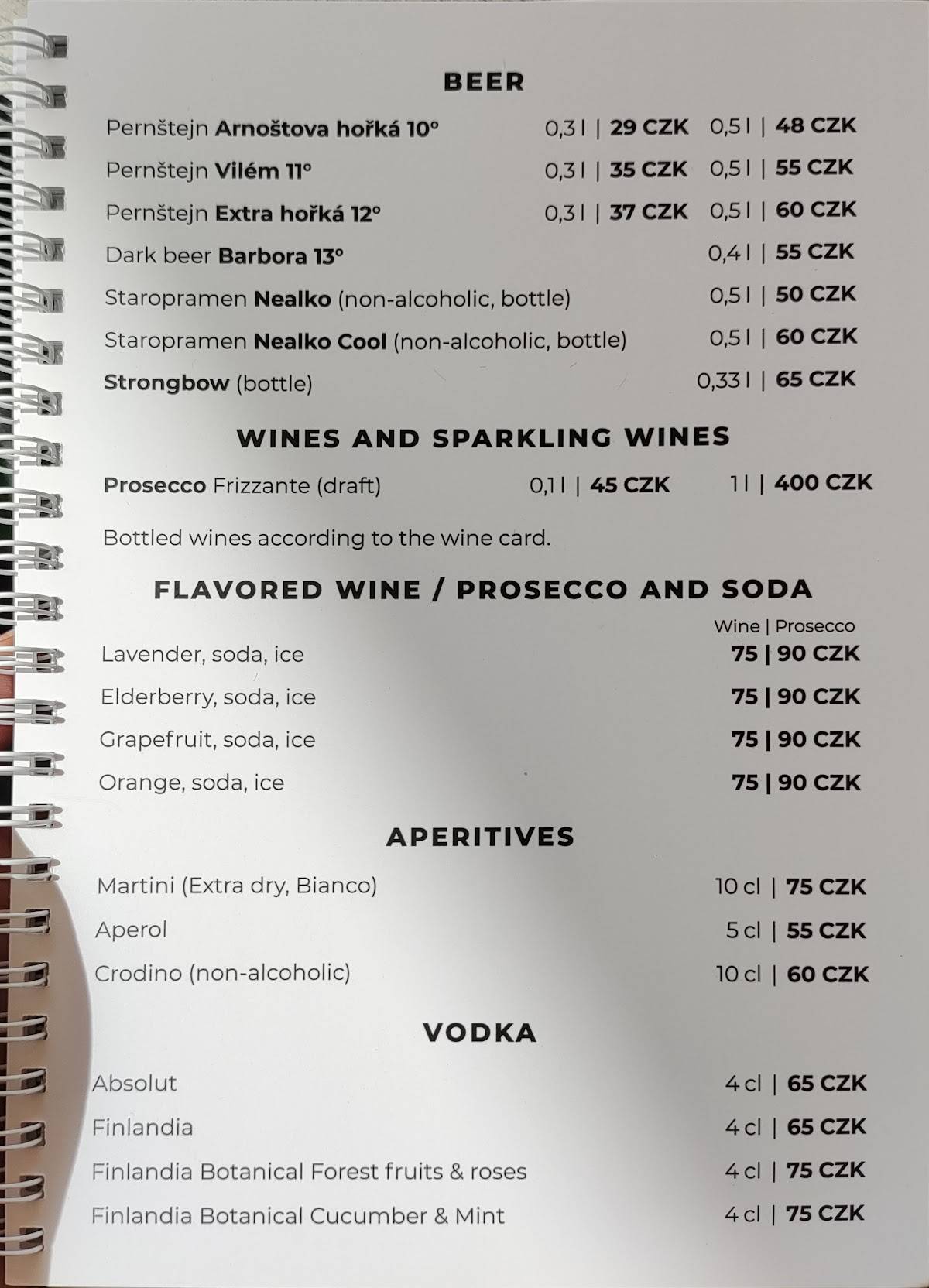 Menu at ZÁLOŽNA Restaurant, Pardubice