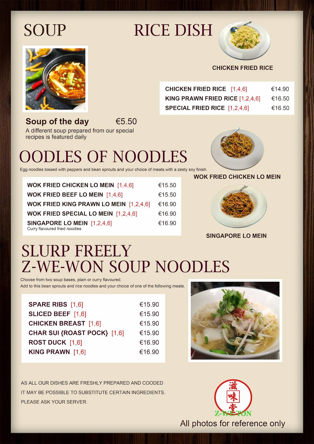 Menu at Zweton ANNACOTTY/CASTLETROY Restaurant, Annacotty, Newtown Centre