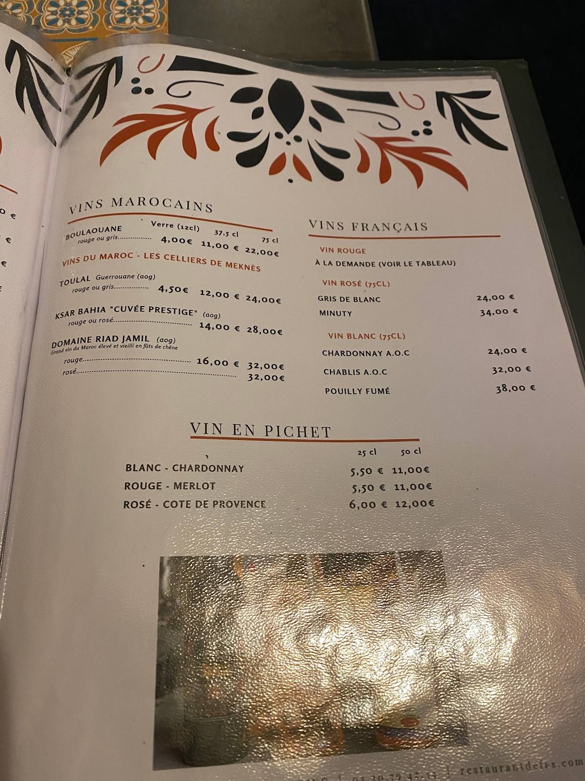 Menu at Restaurant De Fes, Cysoing