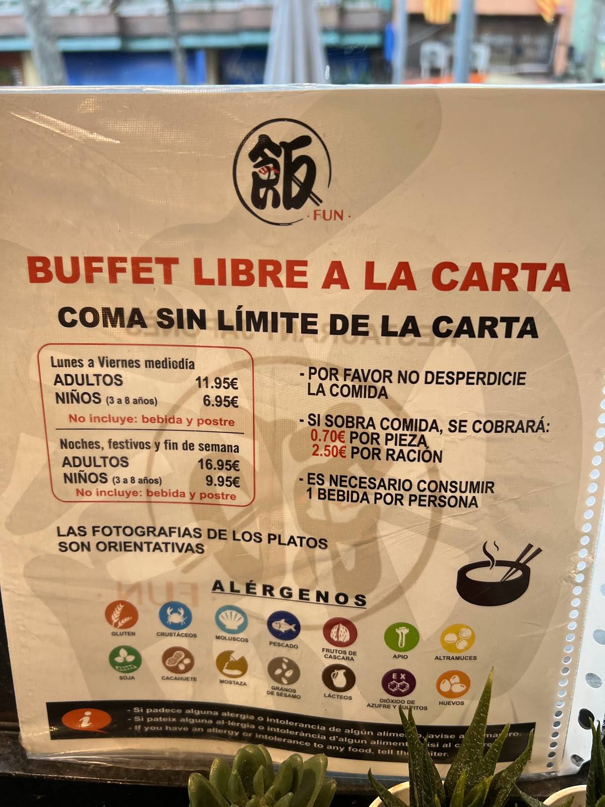 Carta de Restaurant Japonès Fun Gavà, Gavà