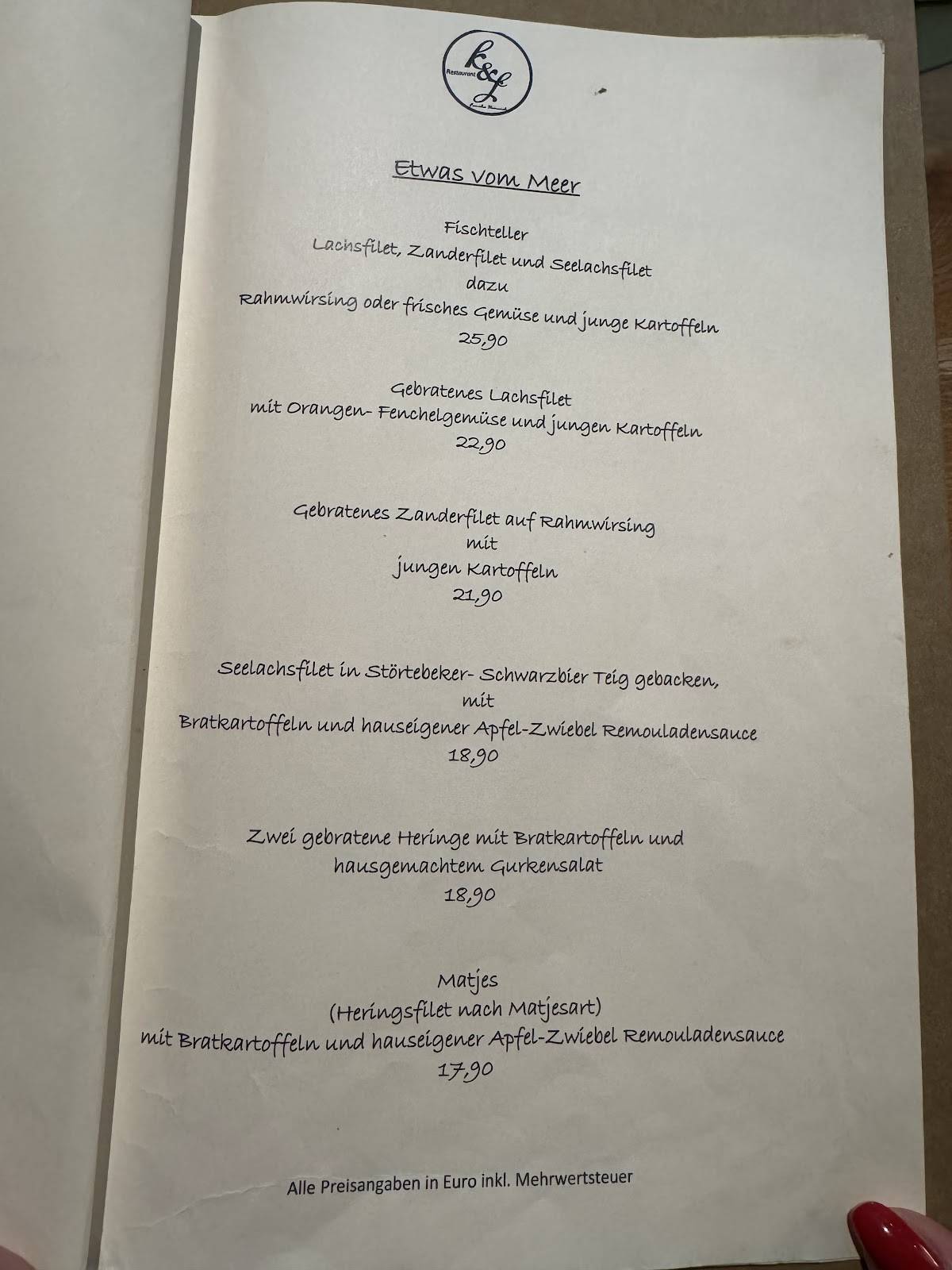 Speisekarte von Klein&fein restaurant, Binz