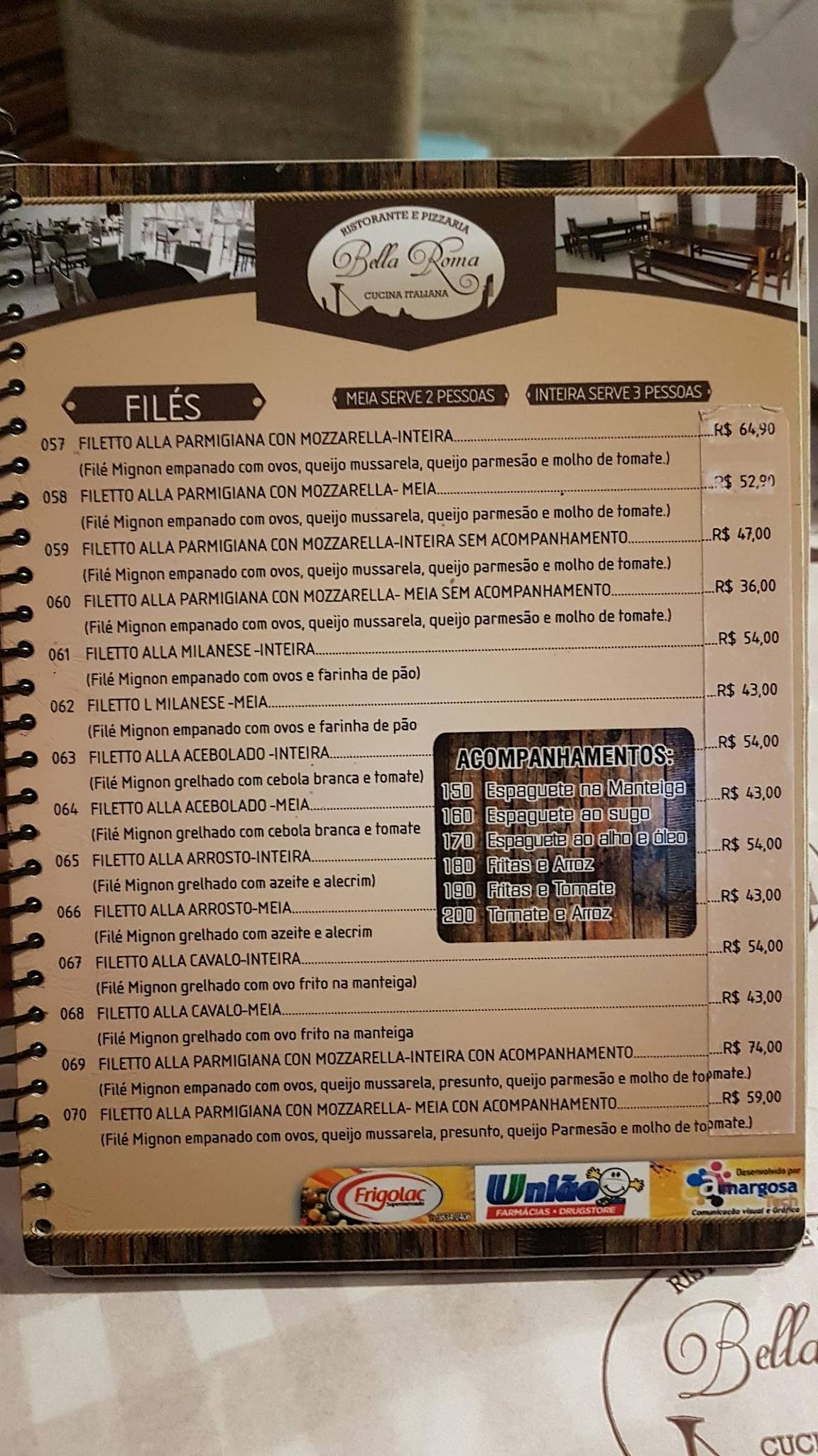 Menu at Restaurante Bella Roma, Amargosa