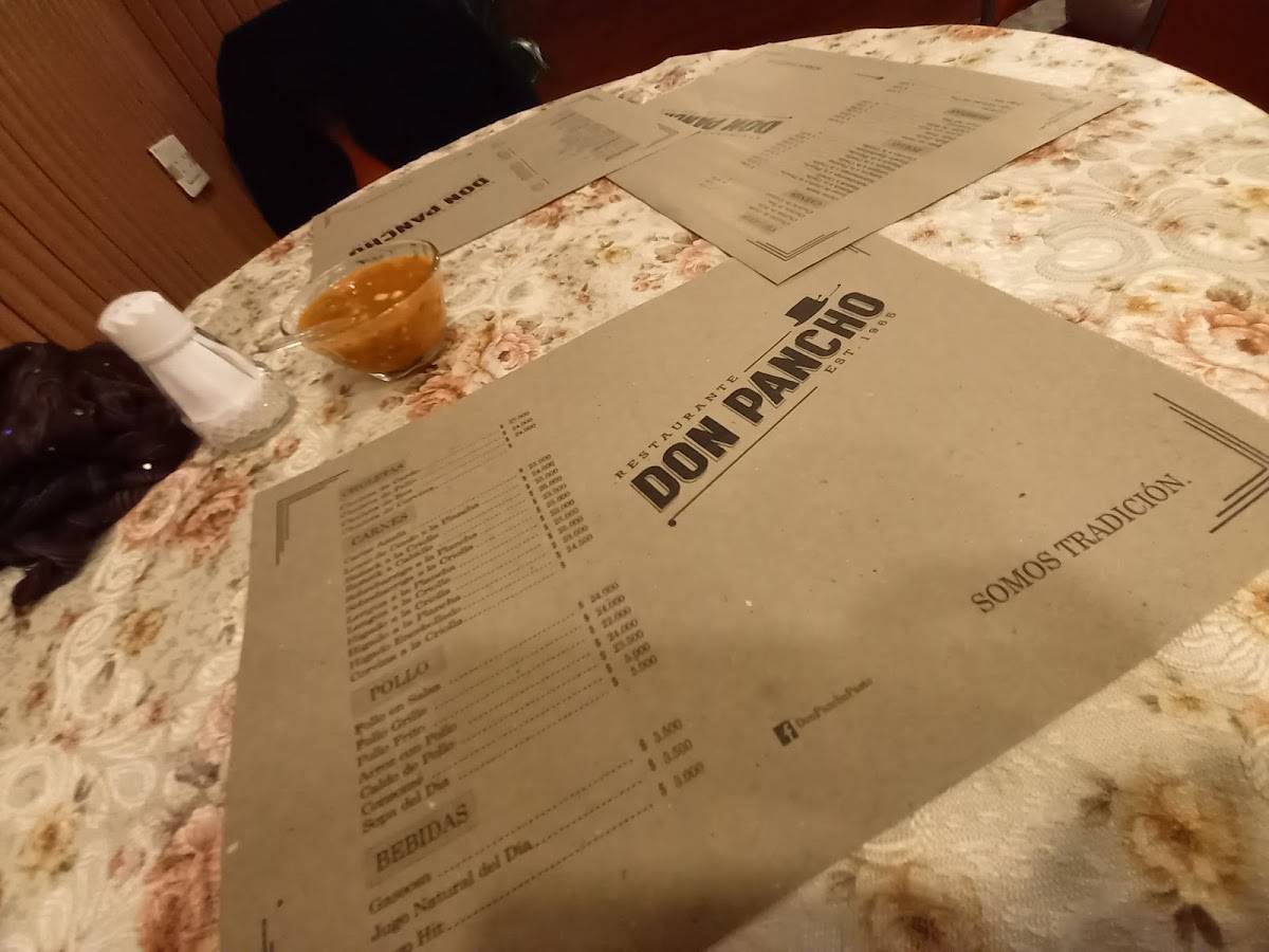 Carta de Restaurante Don Pancho, Pasto