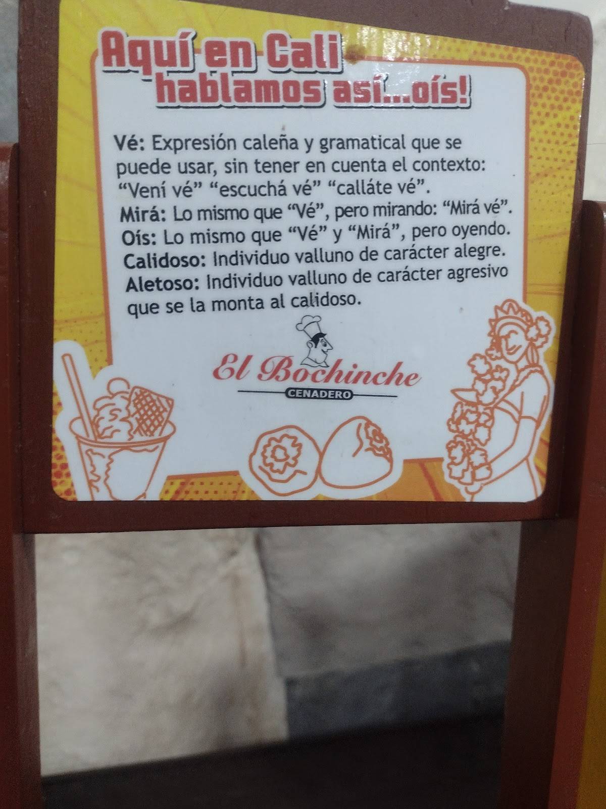 Carta de Restaurante El Bochinche Cenadero, Cali