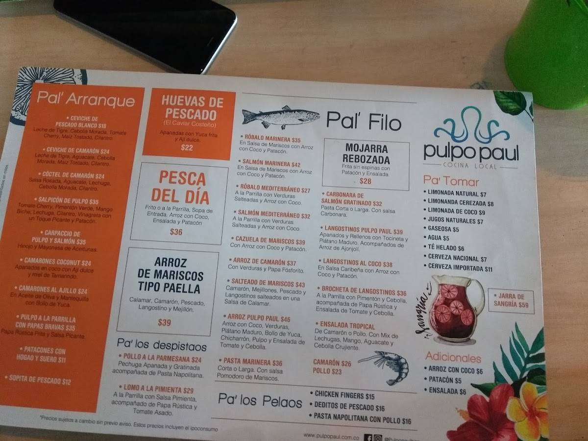 Menu at Restaurante Pulpo Paul, Barranquilla, Cra. 51B #79-211