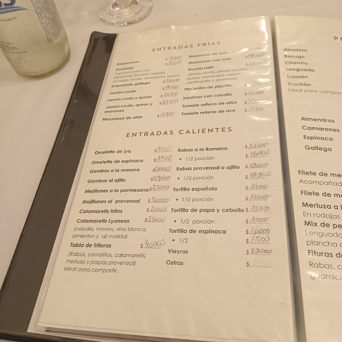 Carta de Restaurante Español Lalín, Buenos Aires