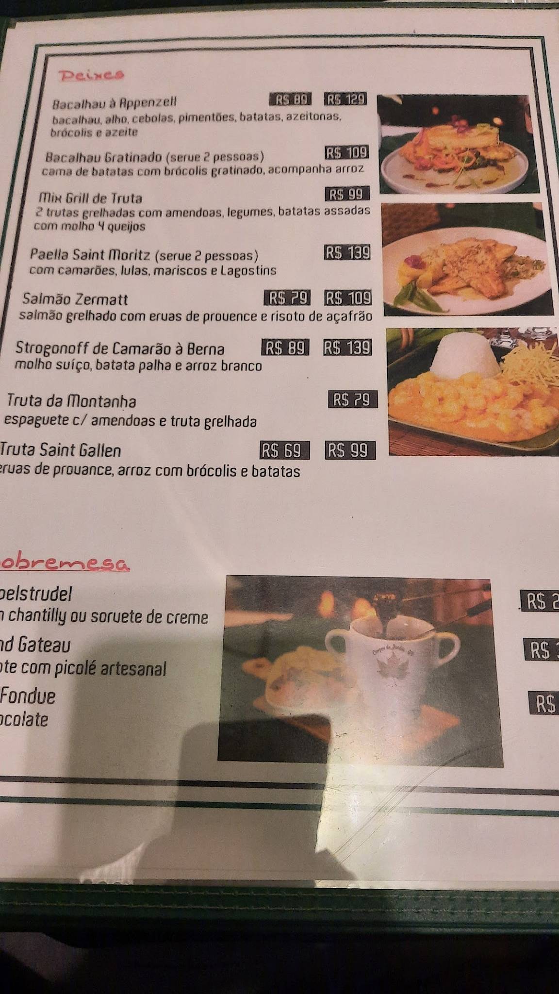 Menu em Saint Moritz restaurante, Campos do Jordão, Av. Dr - Av. Paulo ...