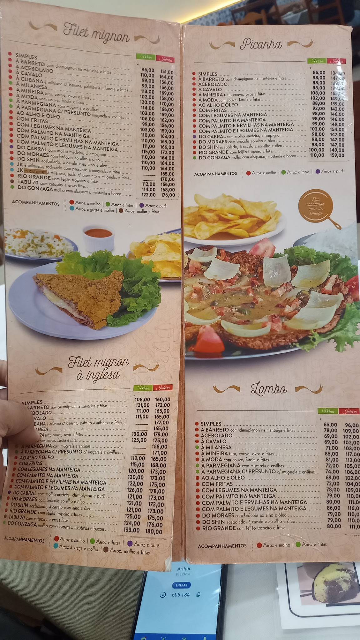 Menu em Restaurante Tabu, Uberaba