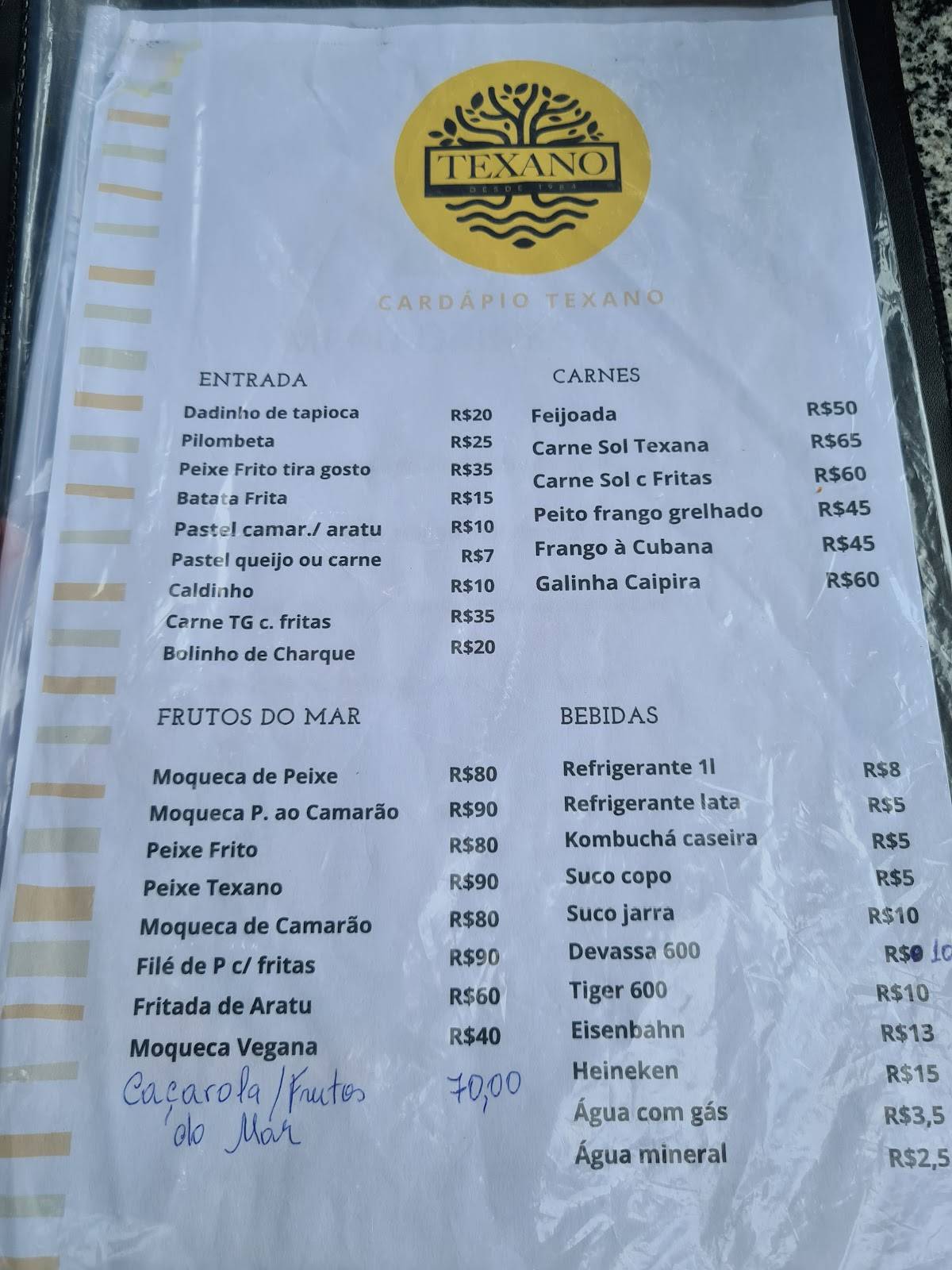 Menu em Restaurante Texano, Aracaju, Rua Santíssima Trindade