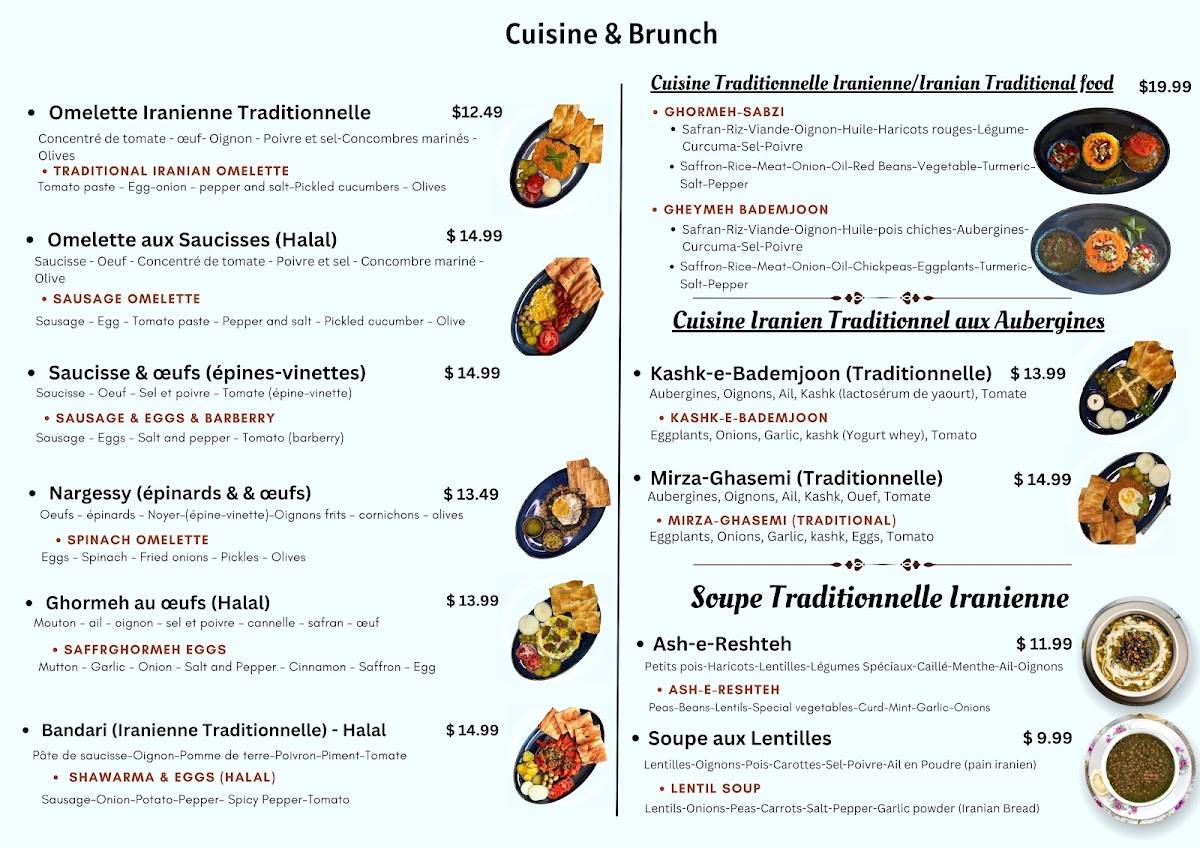 Menu at Resto Café Safran+, Montréal
