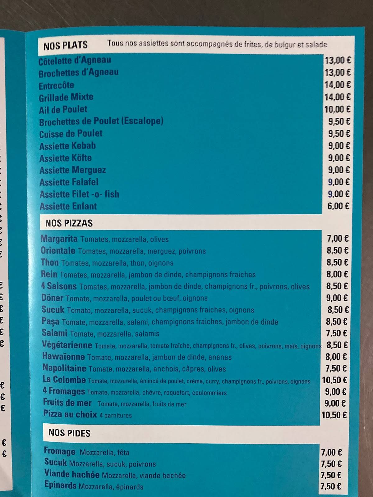 Menu au Resto Grill la Colombe pub et bar, Wasselonne