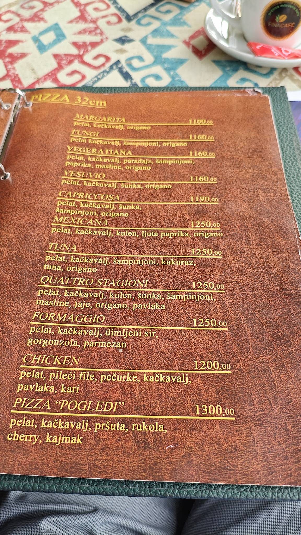 Menu at Restoran Pogledi restaurant, Zlatibor