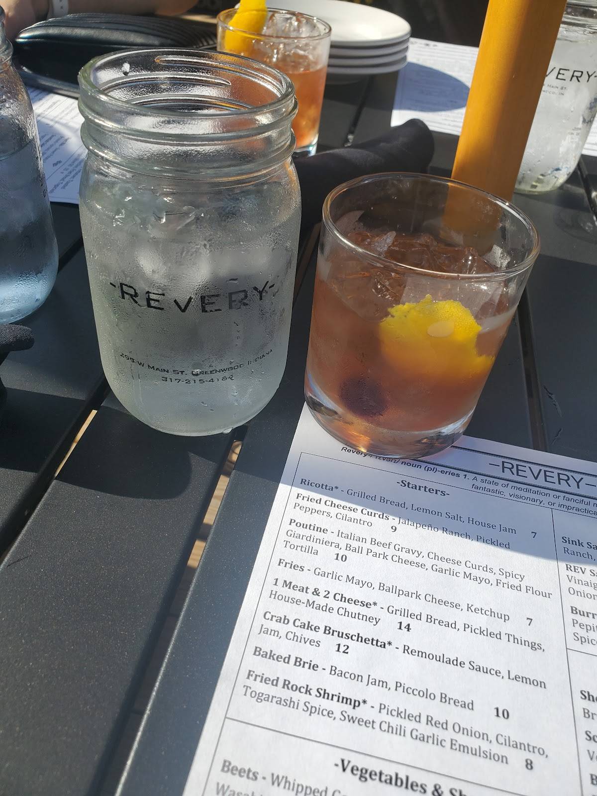 Menu at Revery restaurant, Greenwood