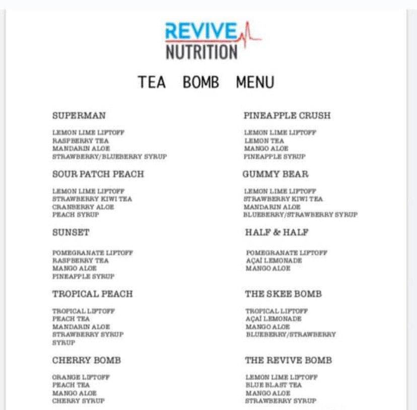 Menu at Revive Nutrition cafe, Muskegon
