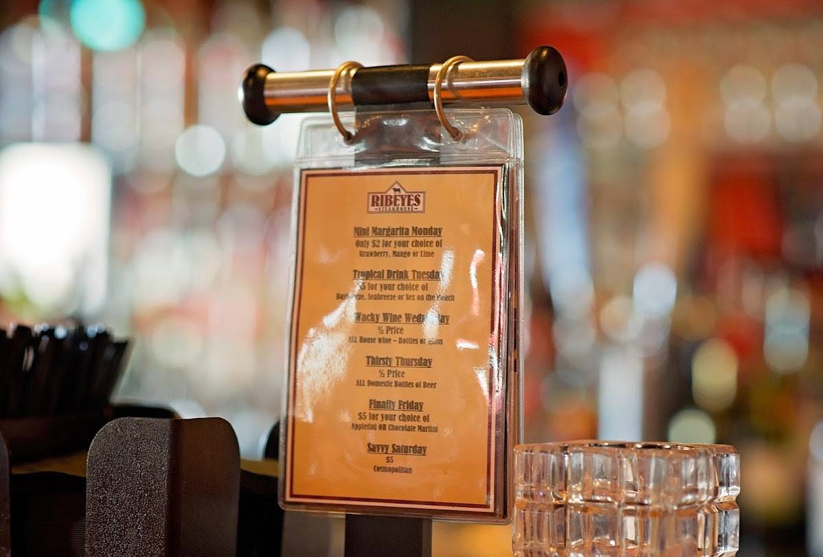 Menu at Ribeyes Steakhouse, Nashville