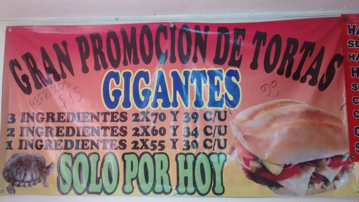 Menu at Ricas Tortas Gigantes restaurant, Mexico, Las Flores 79