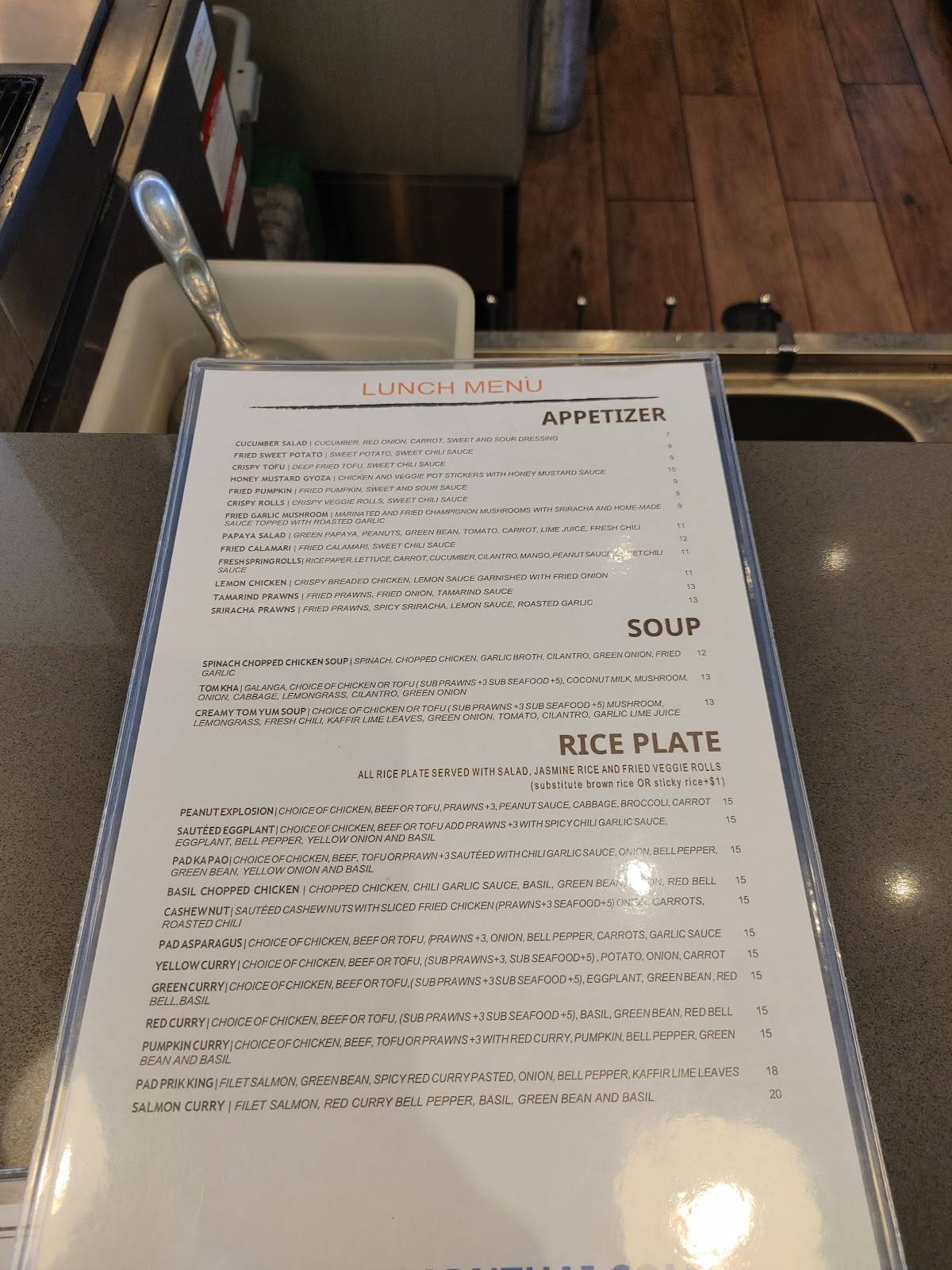 Menu at Rice Barn Thai Eatery and Wine Bar, Vacaville