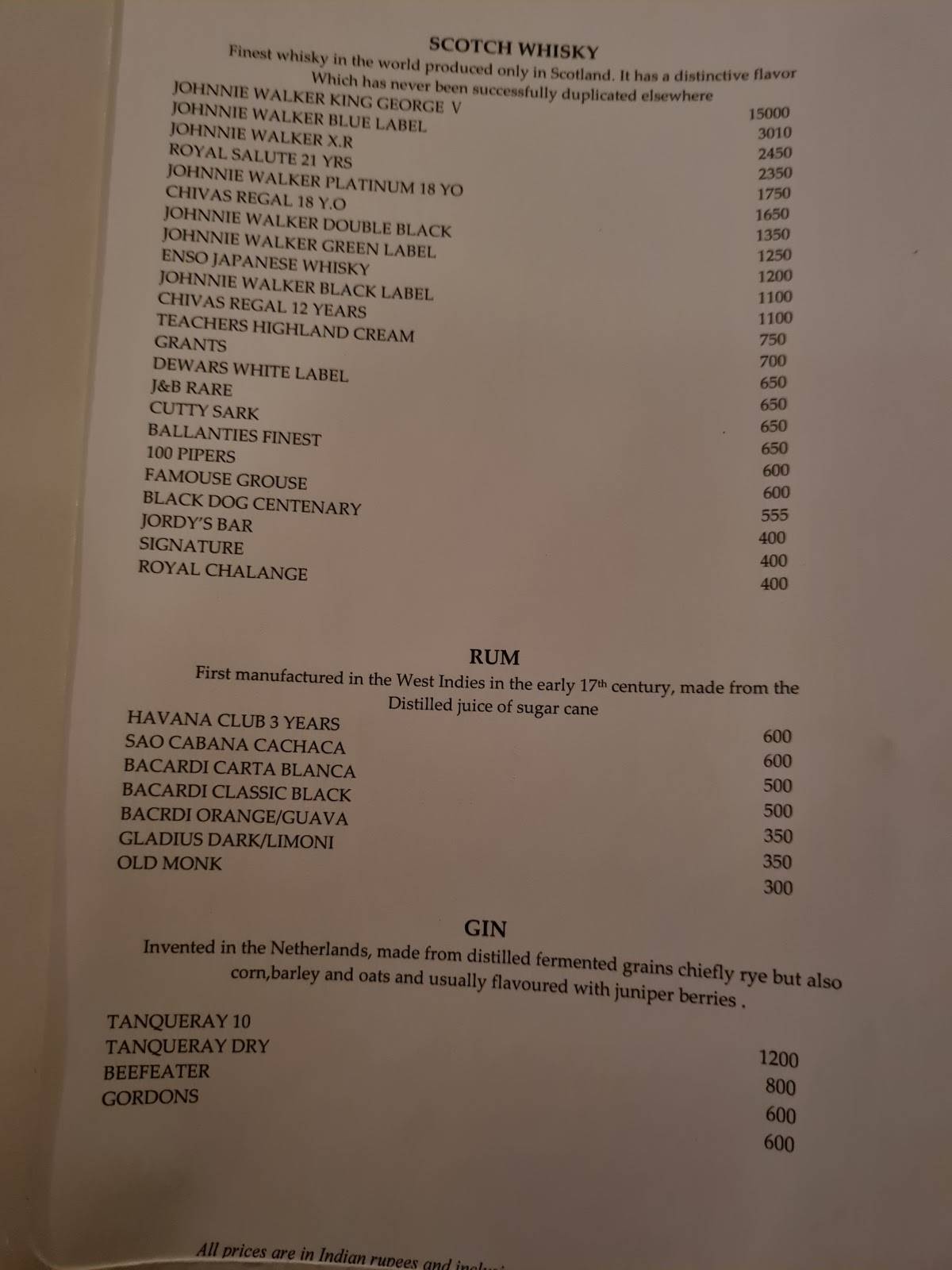 Menu at Rice Boat, Kochi, Taj Malabar Resort & Spa