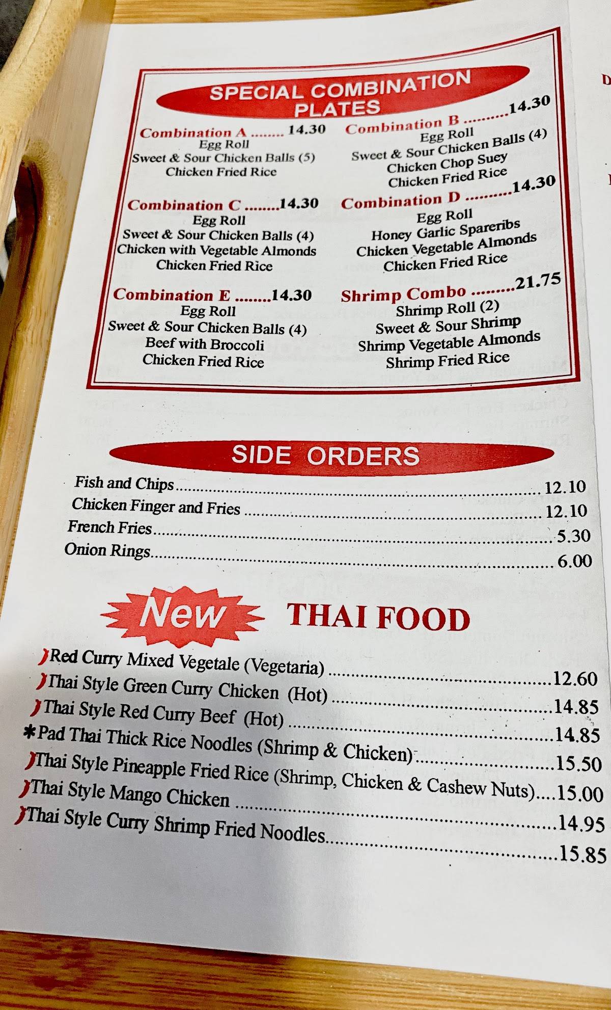 Menu at Rickshaw Restaurant, Gravenhurst