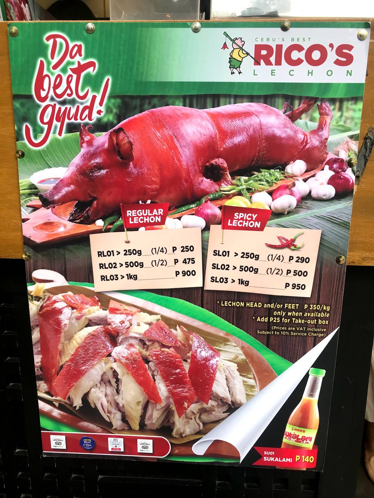 Menu at Rico's Lechon - BGC restaurant, Taguig