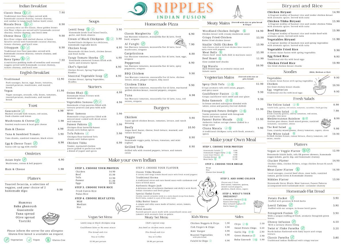 Menu at Ripples Indian Fusion (Bar & Restaurant), Żebbuġ