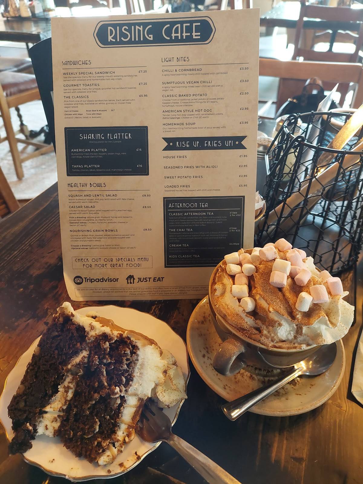 Menu at Rising Cafe, Birmingham