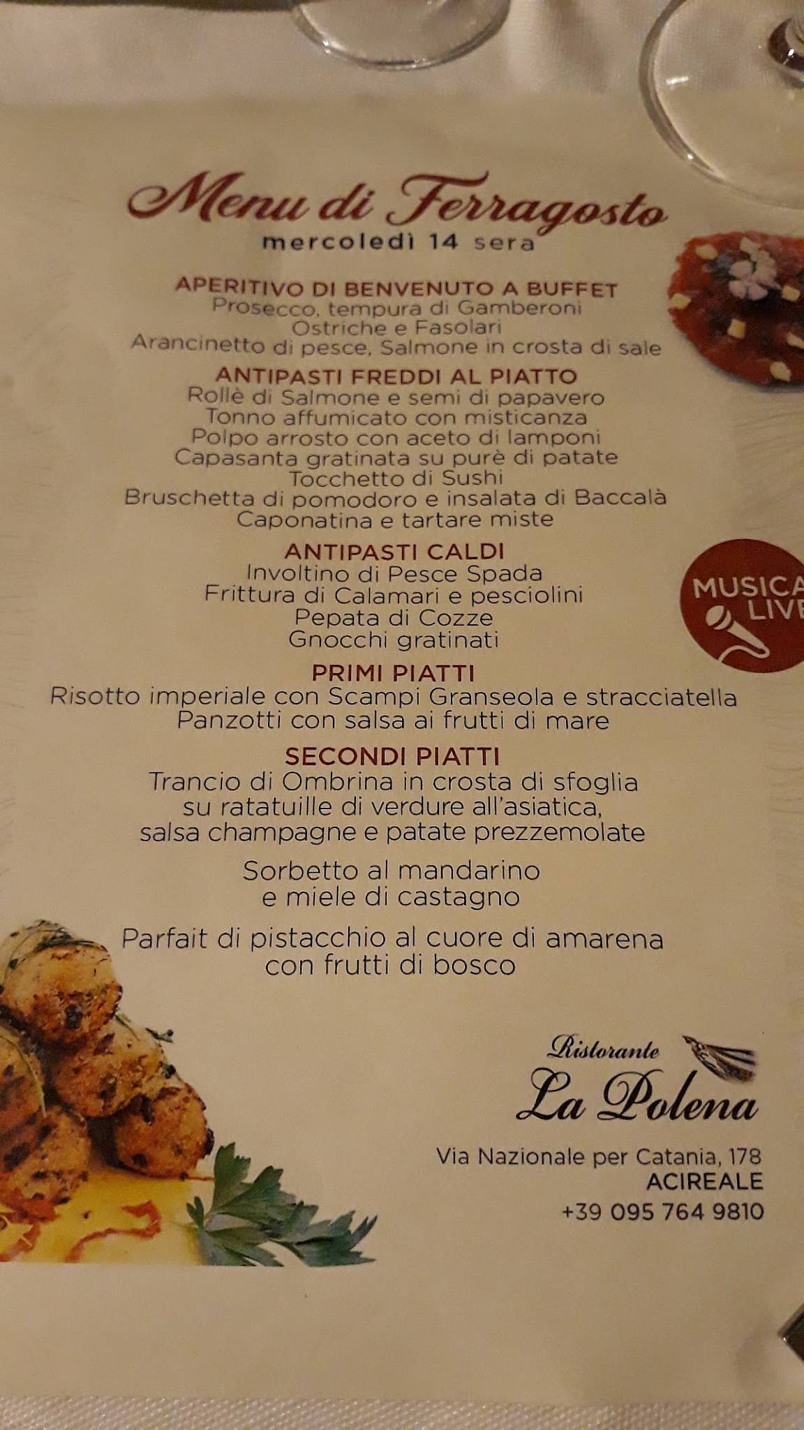 Menu da Ristorante La Polena Specializzato Pesce, Acireale